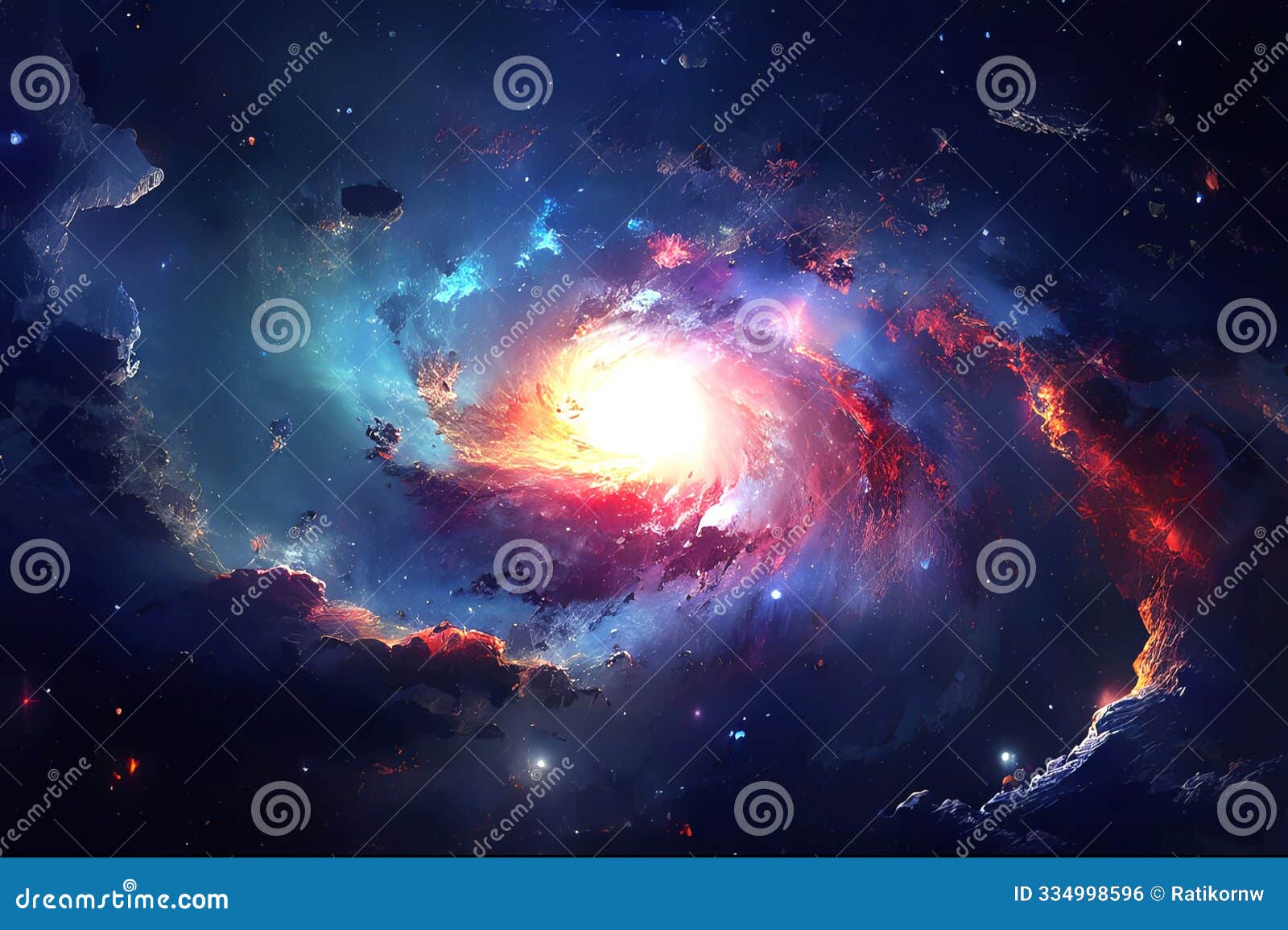Bright Galaxy And Whirling Nebula, Deep Space, Cosmic Marvel, High ...