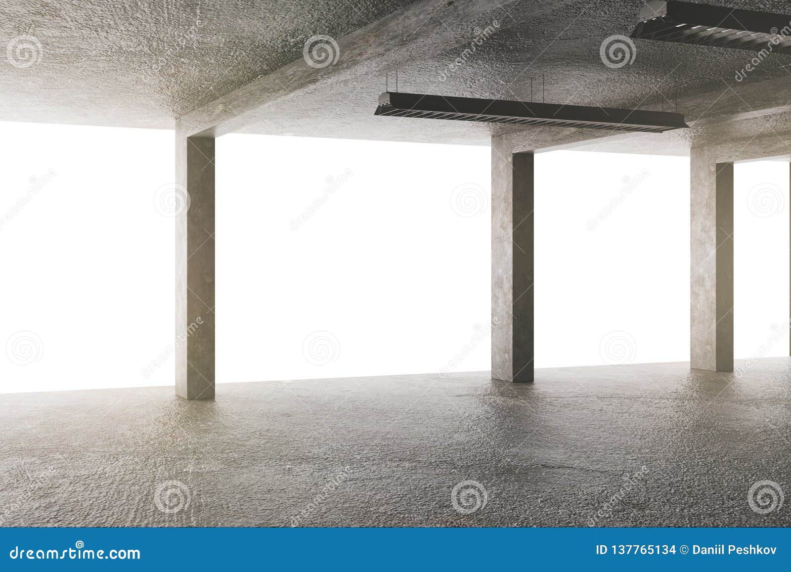 Bright garage with columns stock illustration. Illustration of clean ...