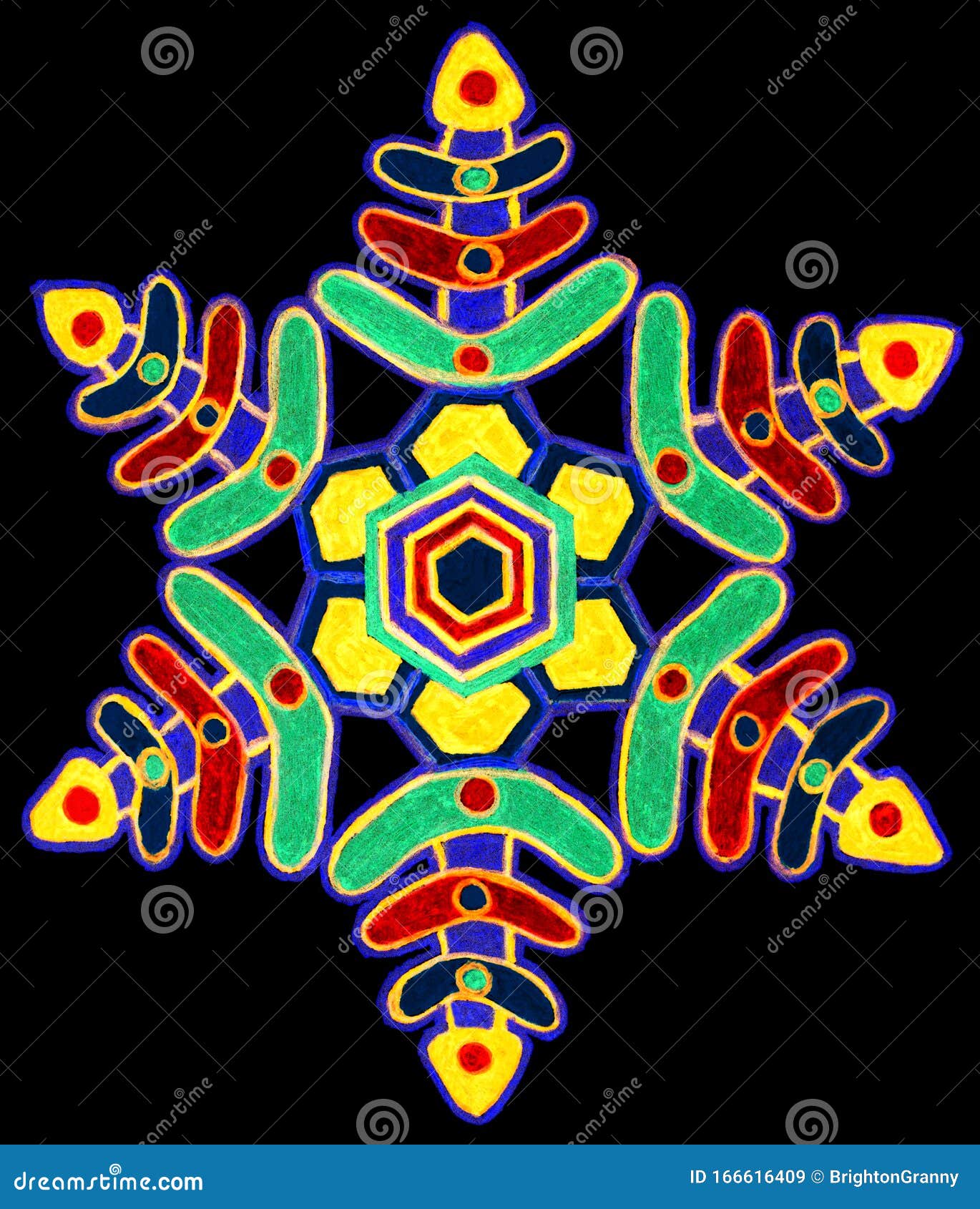 Hand Drawn Six Pointed Pattern Pattern. Stock Illustration ...