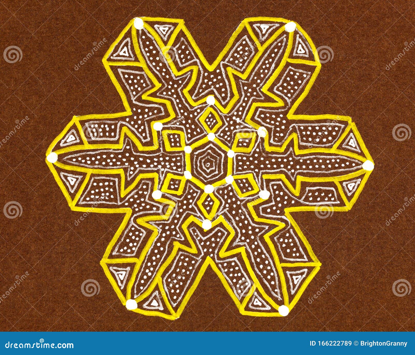 Hand Drawn Six Pointed Pattern. Stock Illustration - Illustration of ...