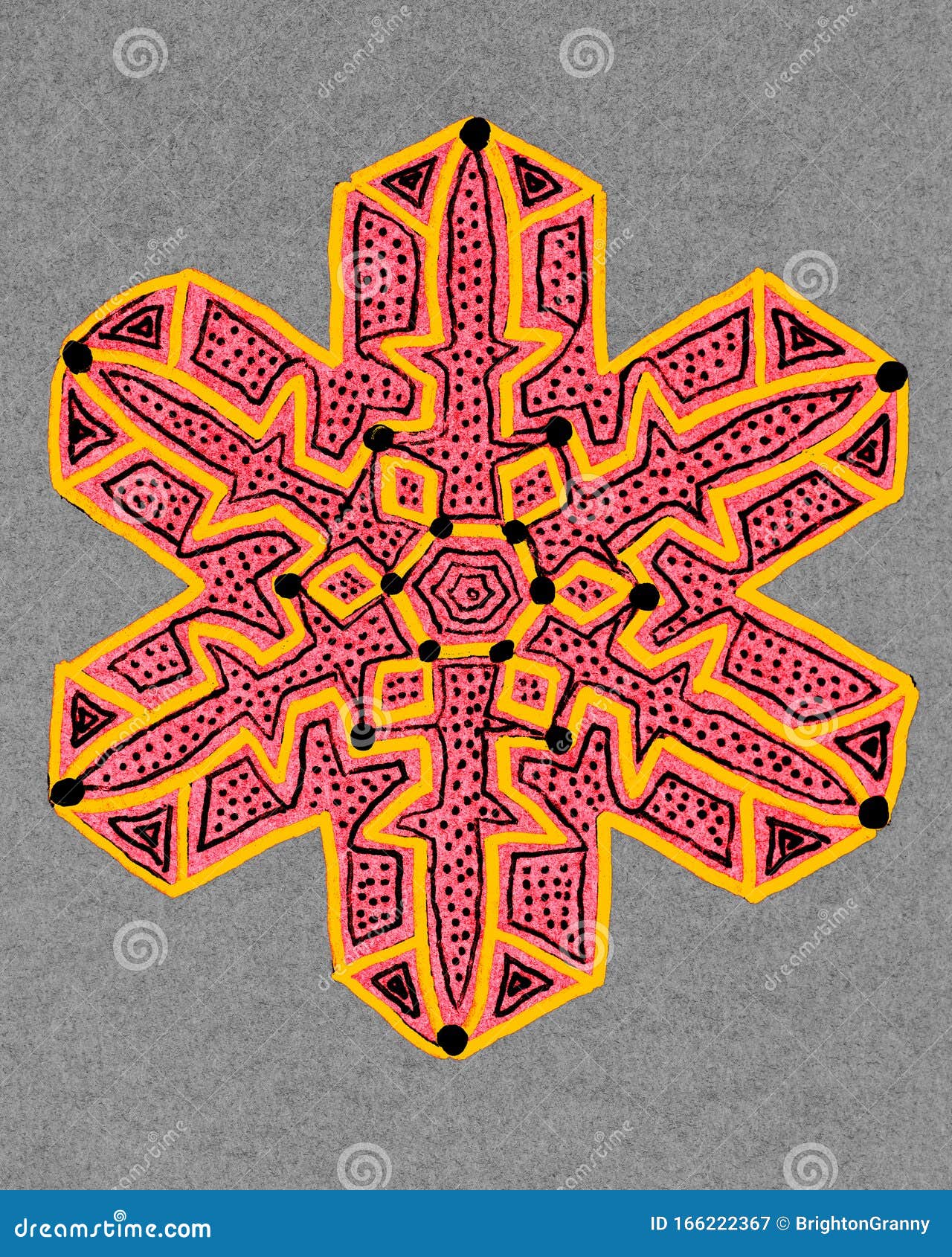 Hand Drawn Six Pointed Pattern. Stock Illustration - Illustration of ...