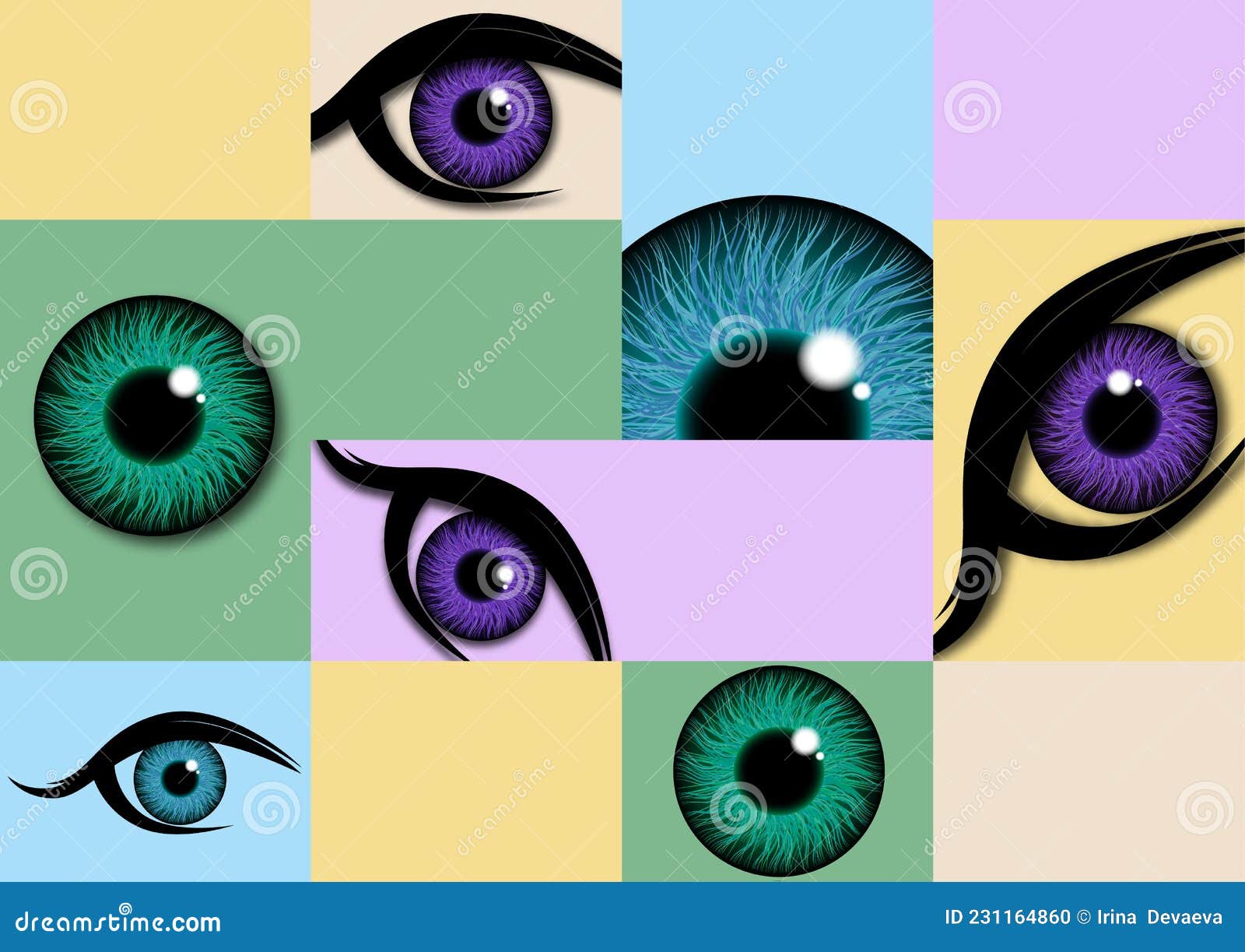 Bright Geometric Banner. Eye, Pupil, See. Creative Design for Banner ...