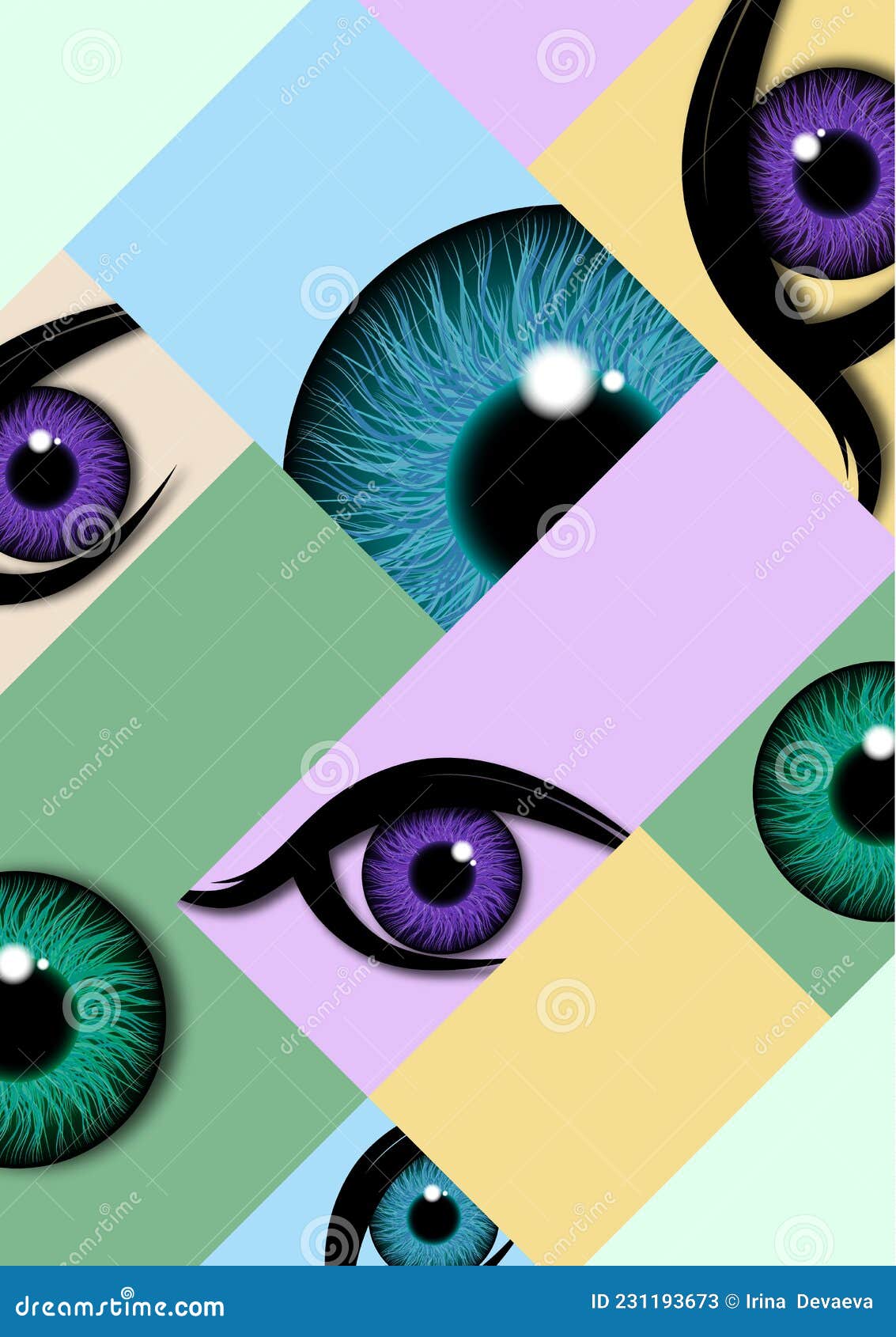 Bright Geometric Banner. Eye, Pupil, See. Creative Design for Banner ...