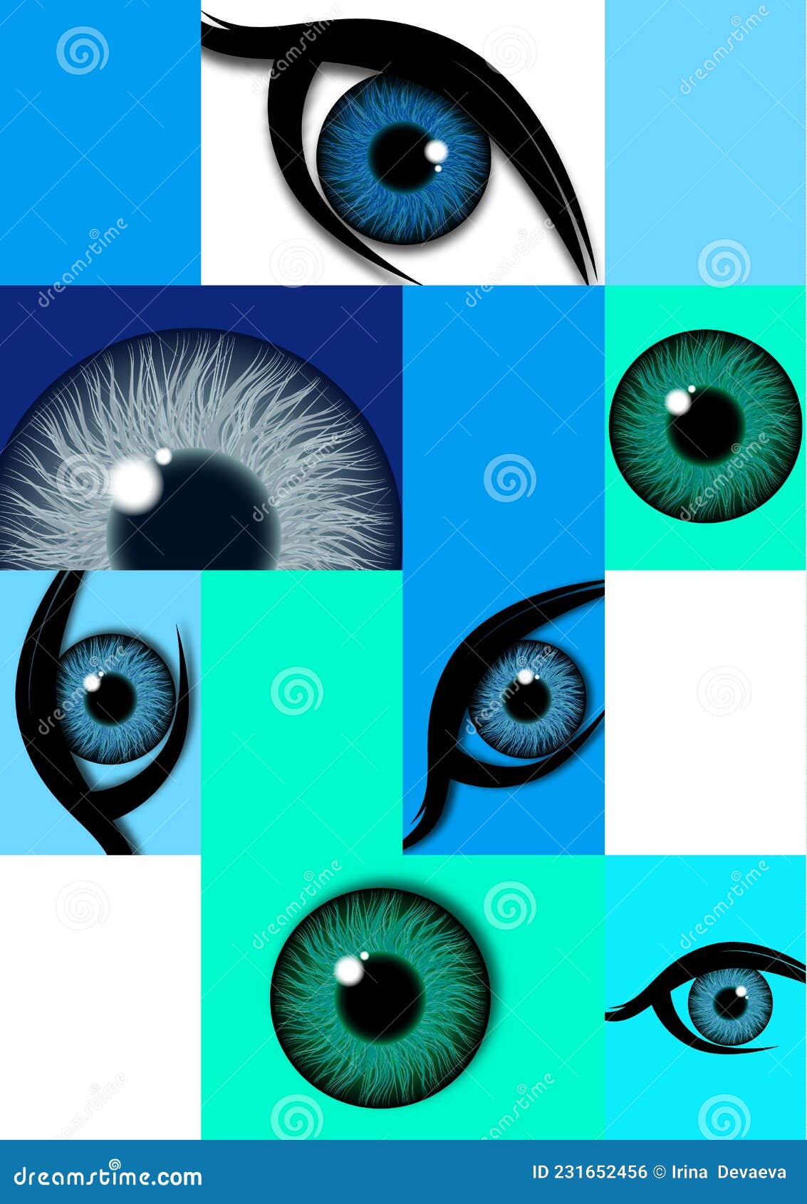 Bright Geometric Banner. Eye, Pupil, See. Creative Design for Banner ...