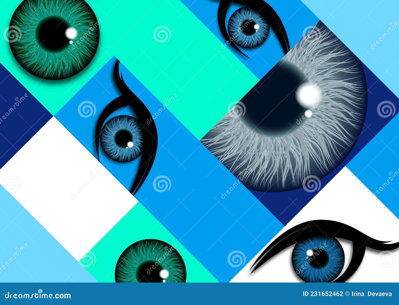 Bright Geometric Banner. Eye, Pupil, See. Creative Design for Banner ...