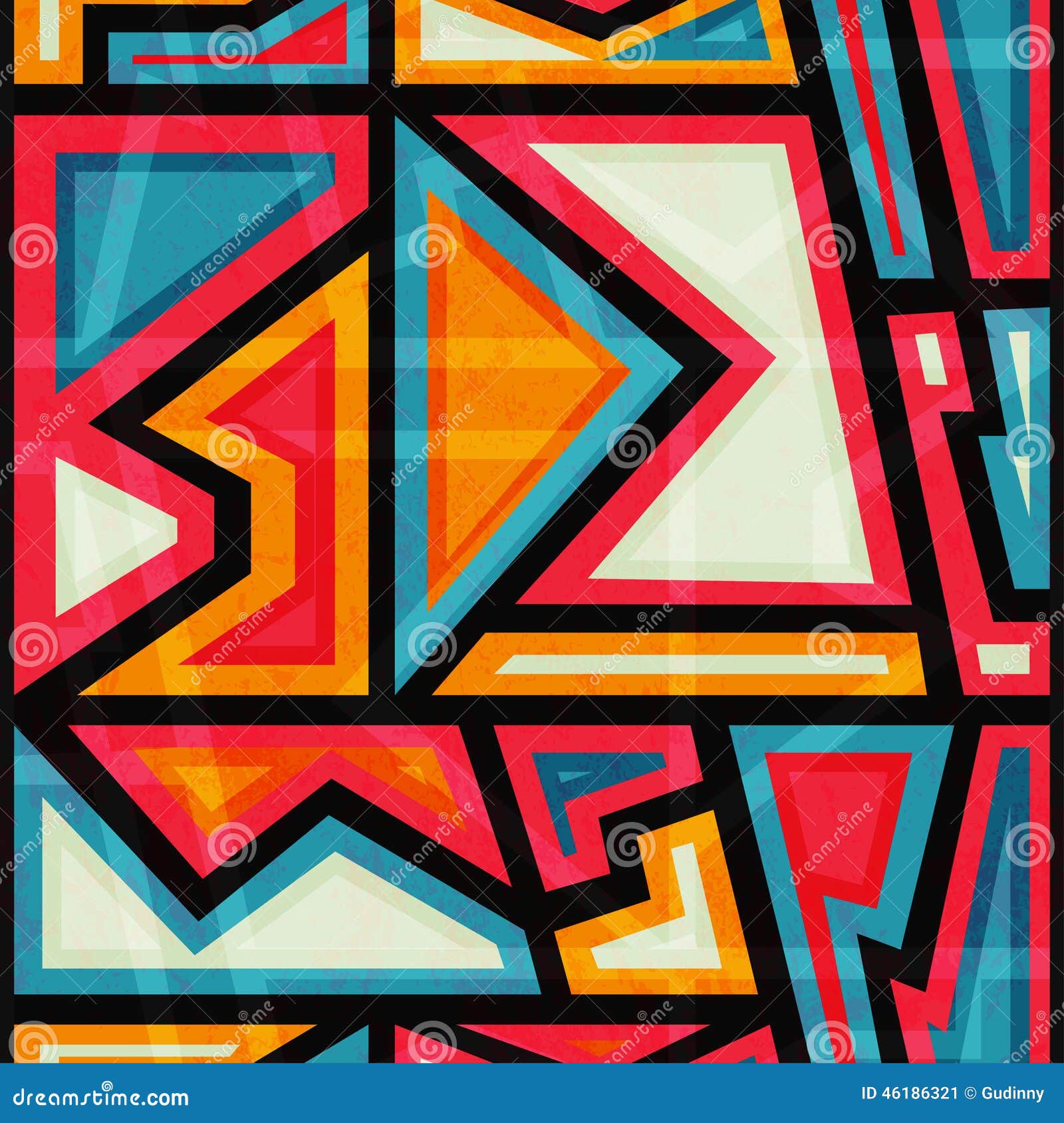 Bright Geometric Seamless Pattern with Grunge Effect Stock Vector ...