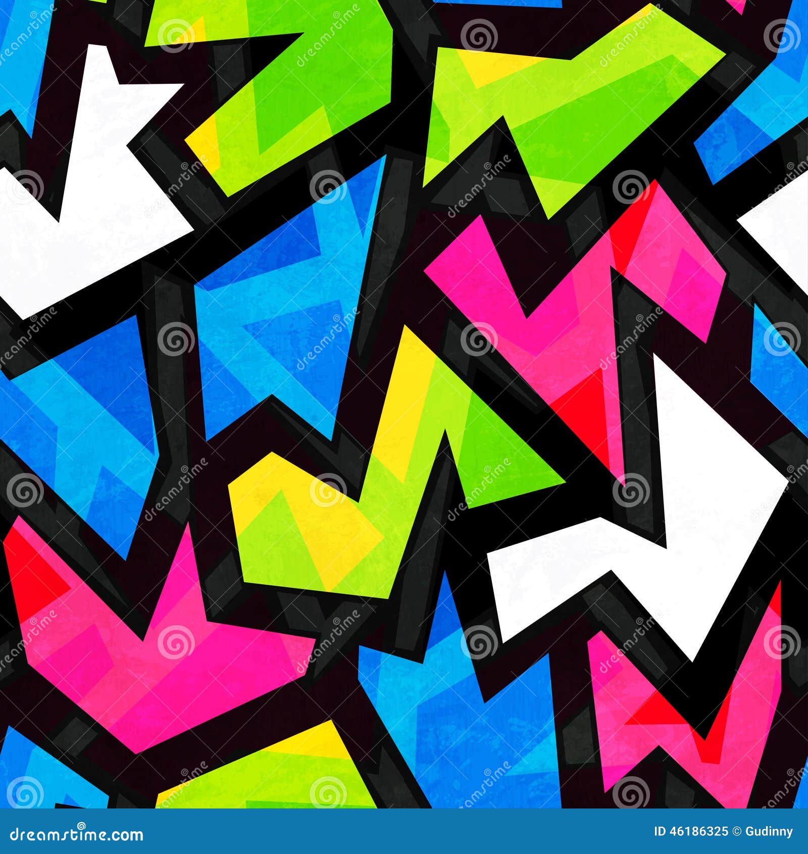 Bright Geometric Seamless Pattern with Grunge Effect Stock Vector ...