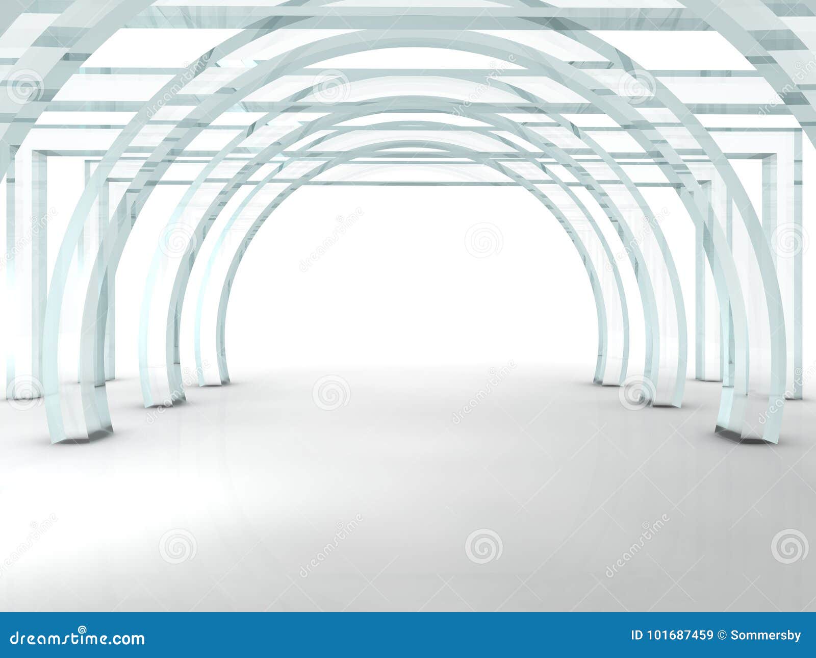 Bright Glass Corridor or Tunnel Stock Illustration - Illustration of ...