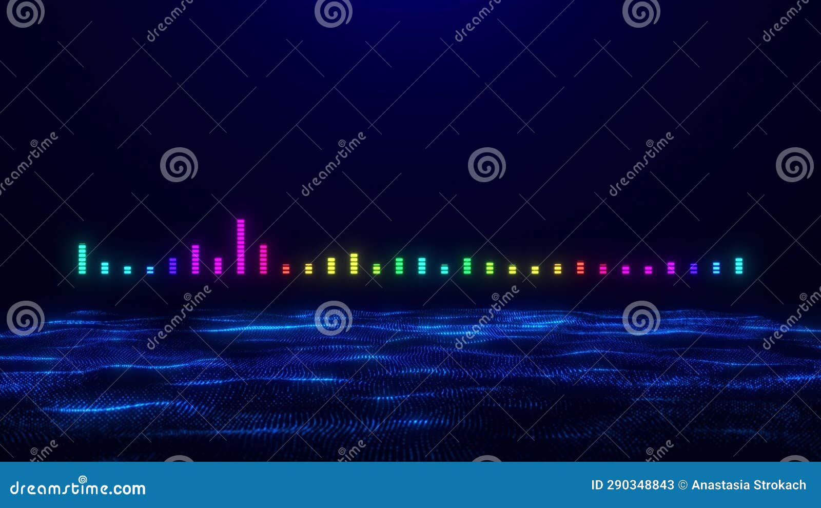 Bright Glowing Animation of an Equalizer with Sound Waves of Particles ...