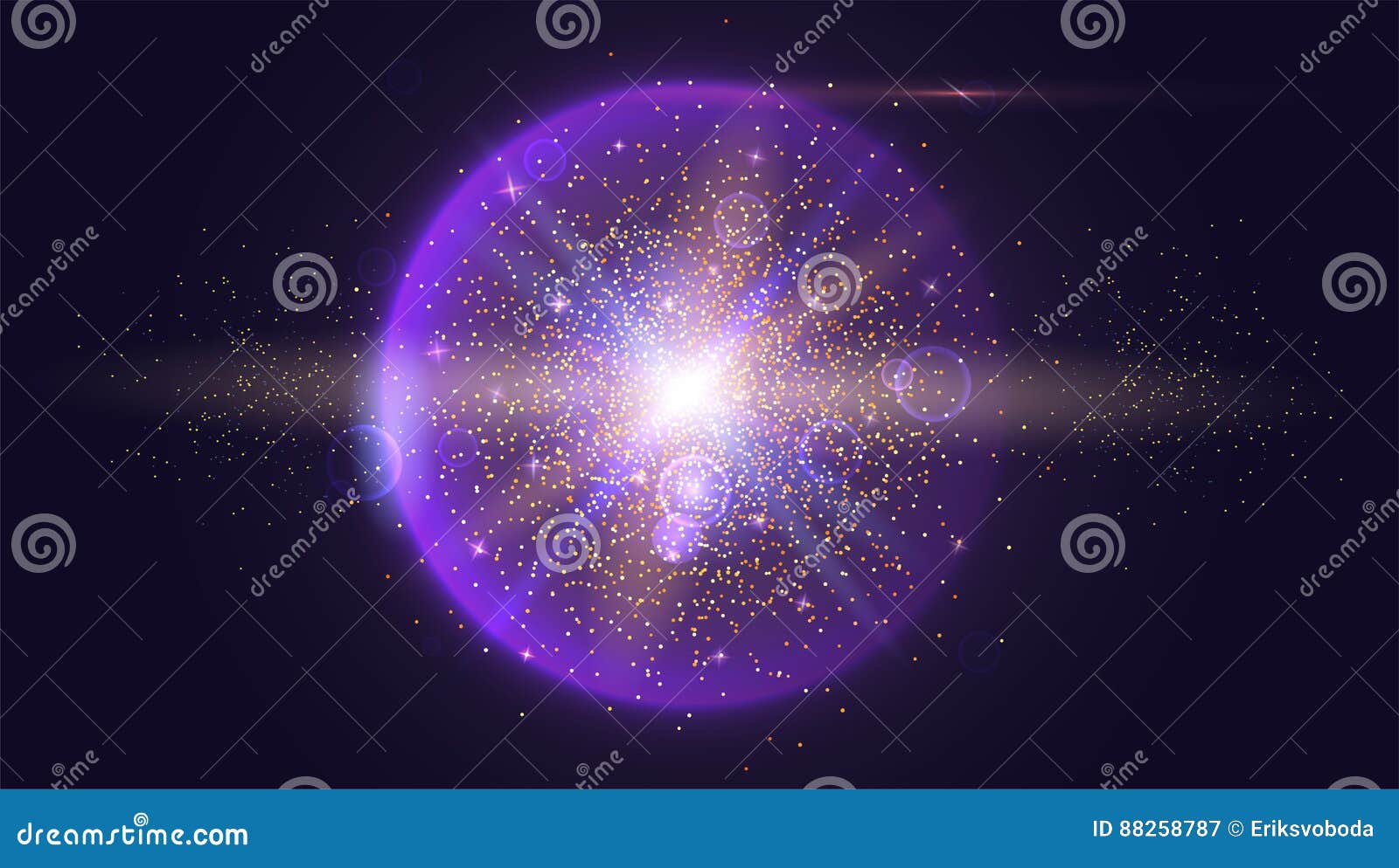 Bright Glowing Ball Filled with Particles and Dust Stock Vector ...