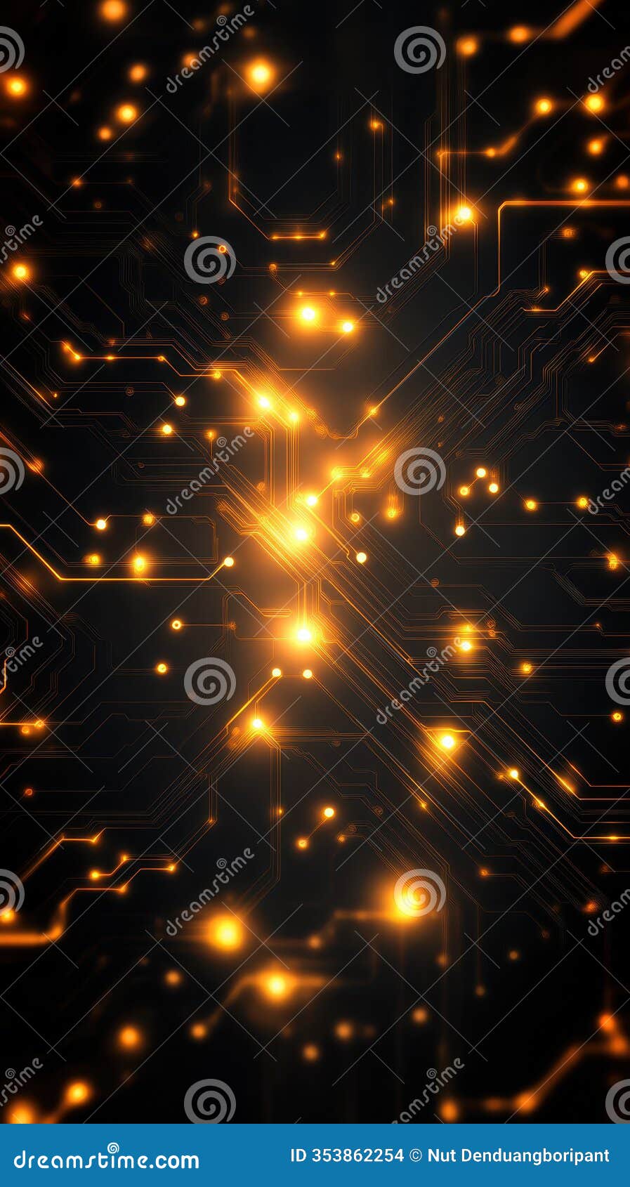 Bright Glowing Circuit Board Design with Intricate Patterns Stock ...