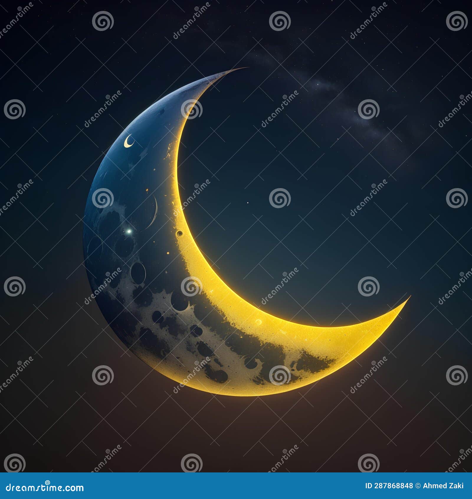 Bright Glowing Crescent Moon Generative AI Stock Illustration ...