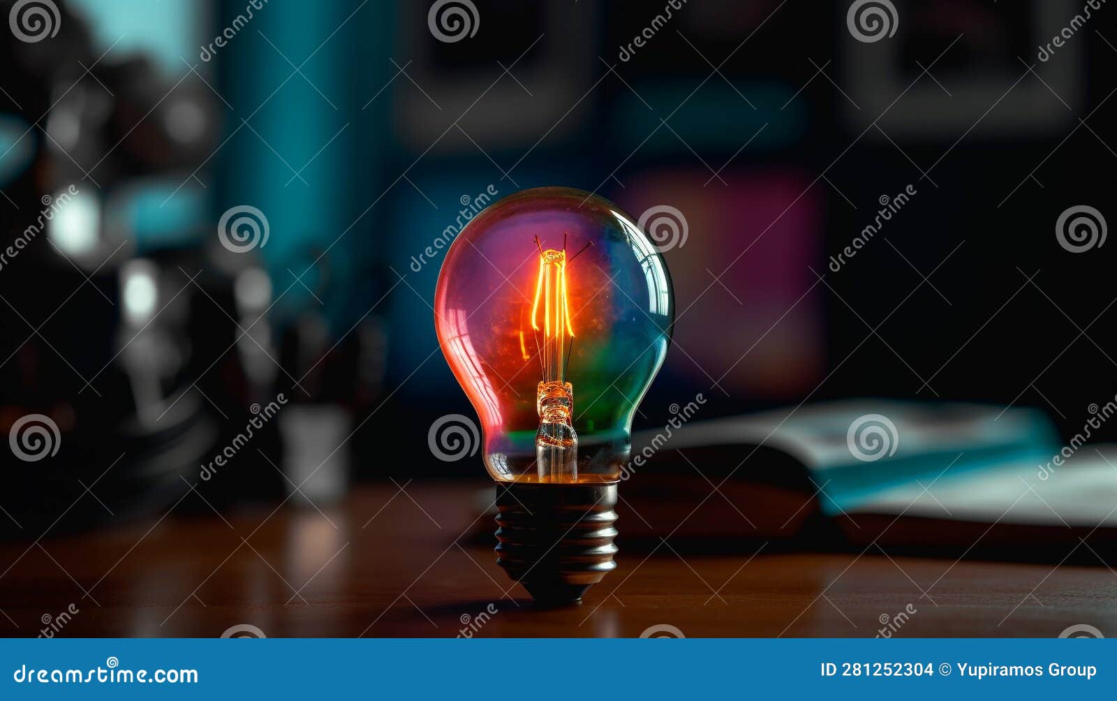 Bright Glowing Electric Lamp Illuminates Table, Sparking Creativity and ...