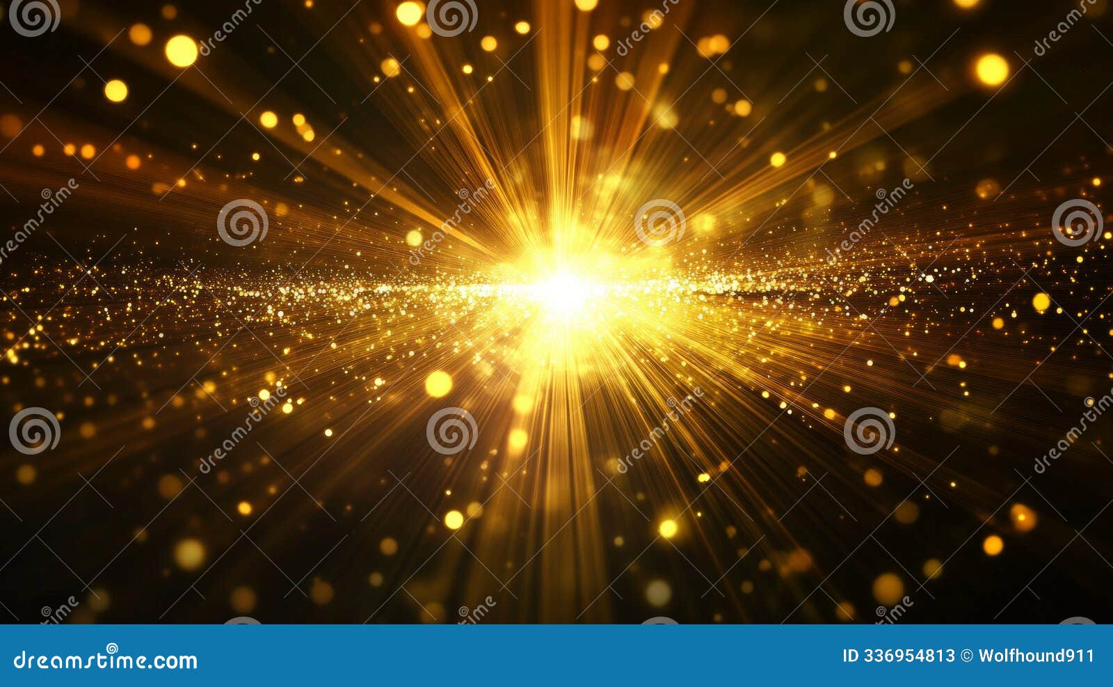 Bright Glowing Golden Light Beams Piercing through a Black Background ...