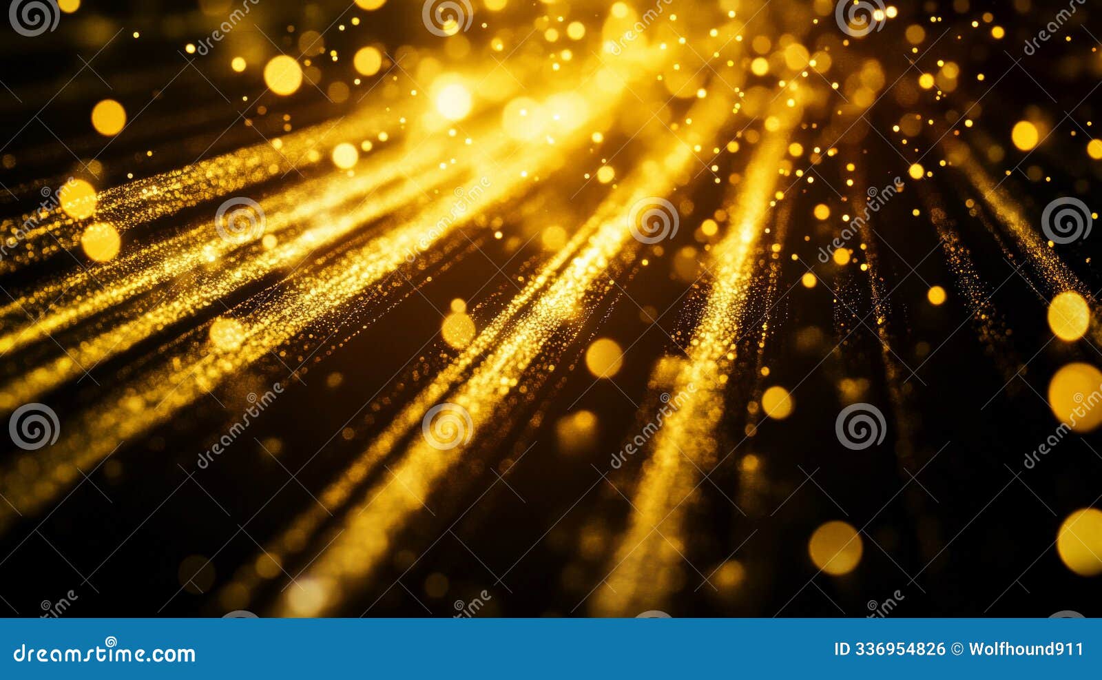 Bright Glowing Golden Light Beams Piercing through a Black Background ...