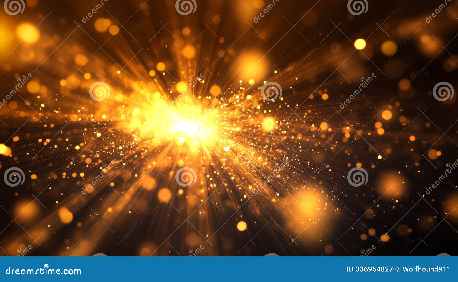 Bright Glowing Golden Light Beams Piercing through a Black Background ...