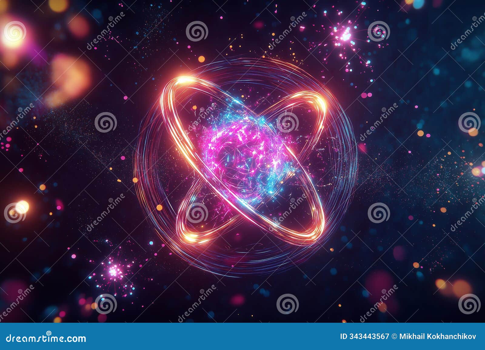 Atom with Rotating Electrons, Energy and Matter Concept Background ...