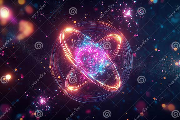 Atom with Rotating Electrons, Energy and Matter Concept Background ...