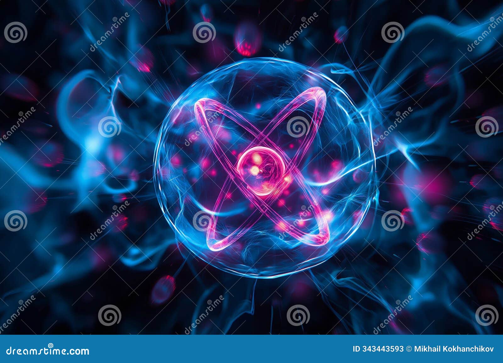 Atom with Rotating Electrons, Energy and Matter Concept Background ...