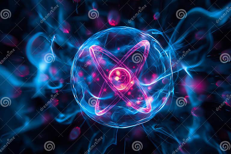Atom with Rotating Electrons, Energy and Matter Concept Background ...