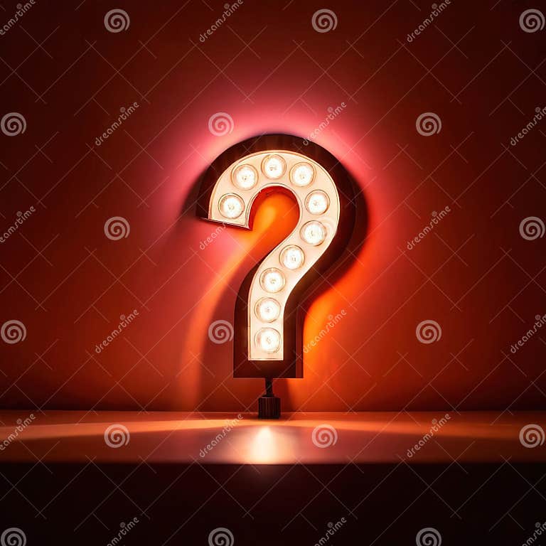 Bright Glowing Light Symbol of Question Mark, Showing Interrogation and ...