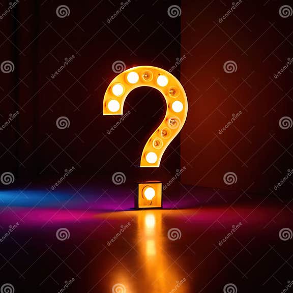 Bright Glowing Light Symbol of Question Mark, Showing Interrogation and ...