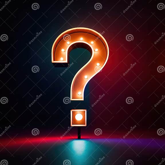 Bright Glowing Light Symbol of Question Mark, Showing Interrogation and ...