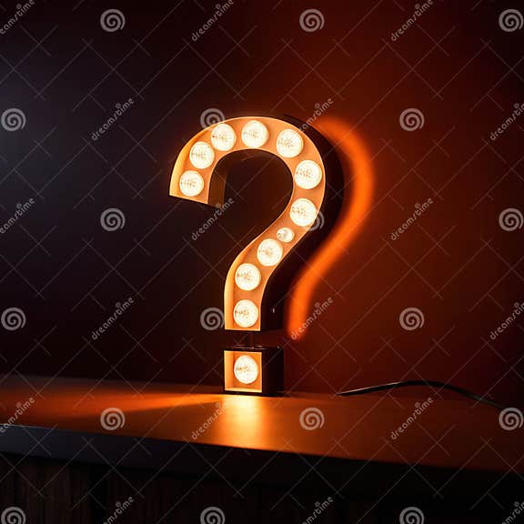Bright Glowing Light Symbol of Question Mark, Showing Interrogation and ...