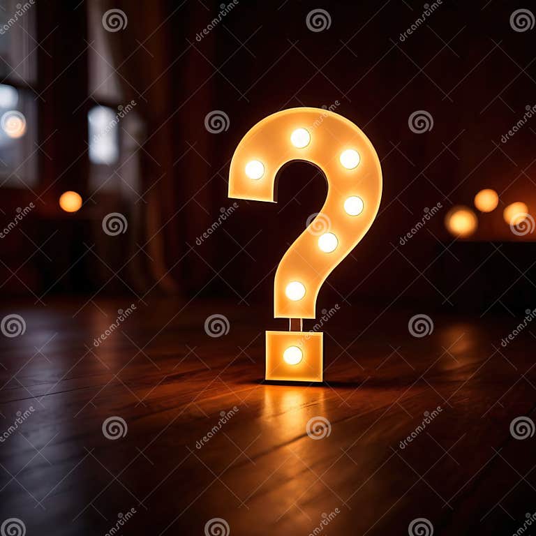 Bright Glowing Light Symbol of Question Mark, Showing Interrogation and ...