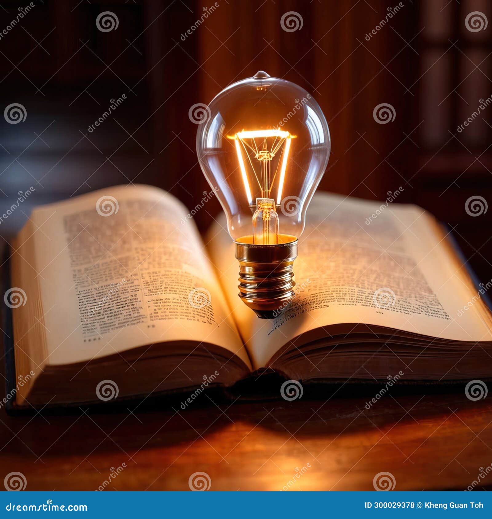 Bright Glowing Lightbulb on Open Book, Showing Enlightenment and ...