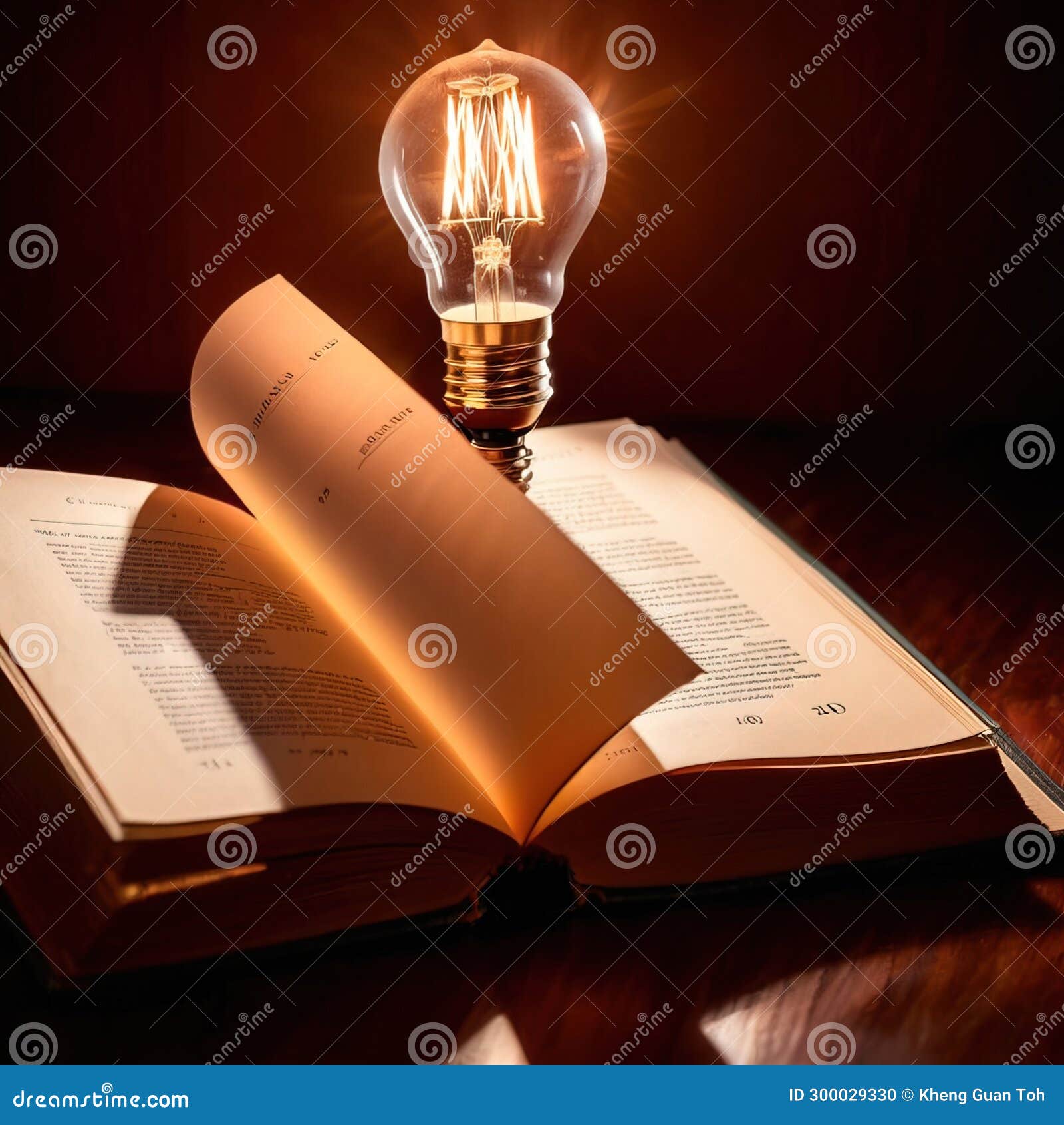 Bright Glowing Lightbulb on Open Book, Showing Enlightenment and ...