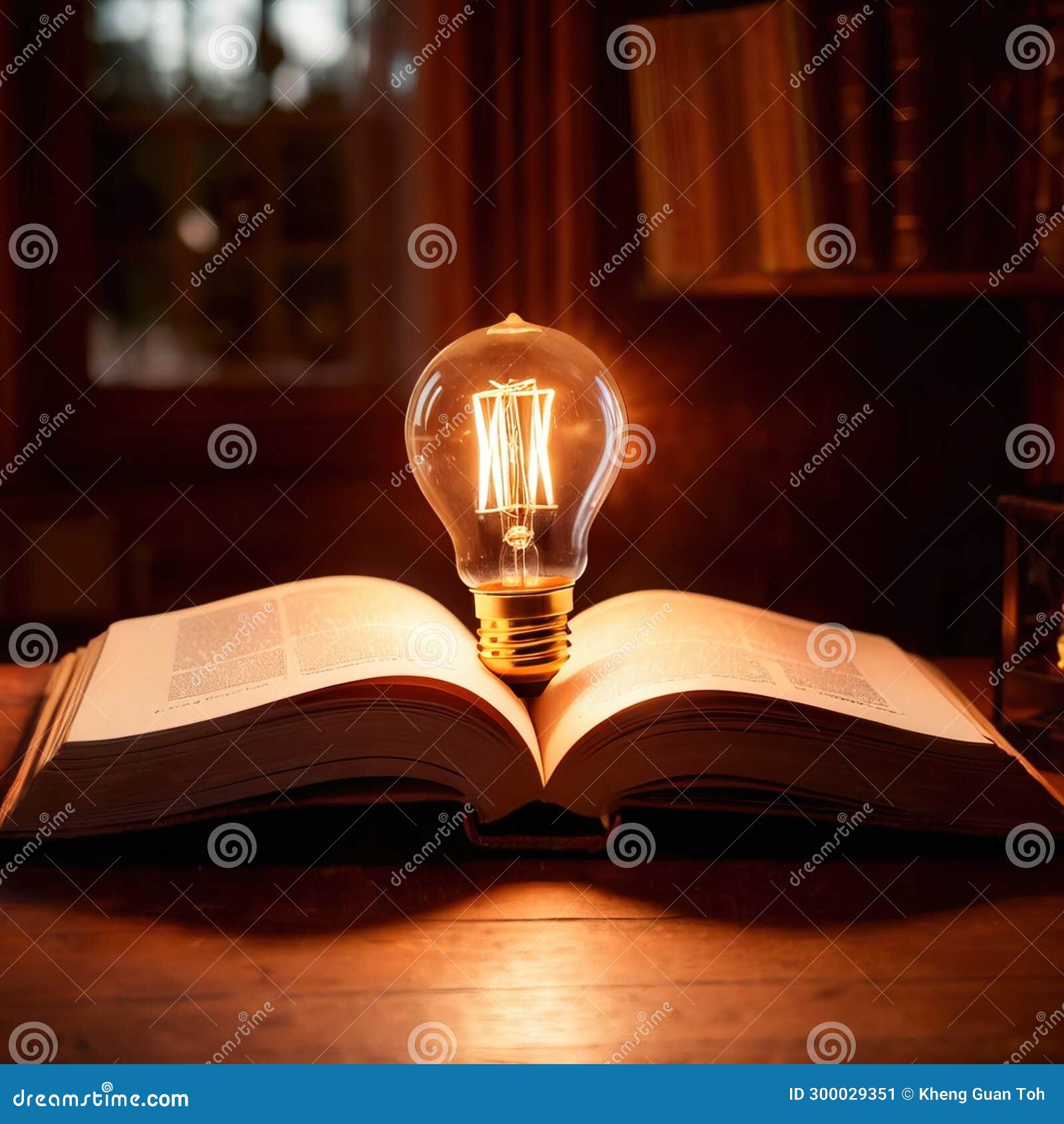 Bright Glowing Lightbulb on Open Book, Showing Enlightenment and ...