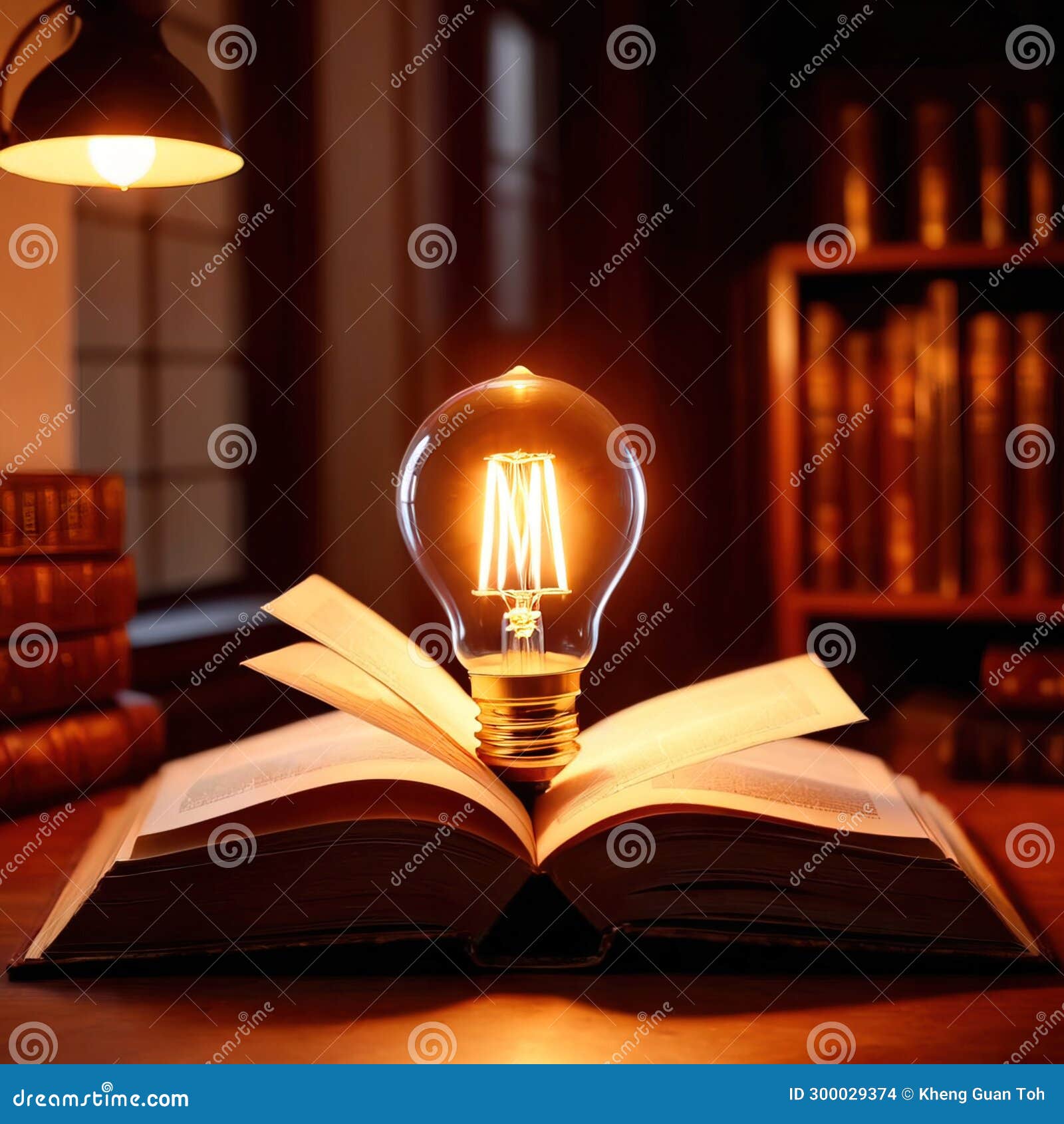 Bright Glowing Lightbulb on Open Book, Showing Enlightenment and ...