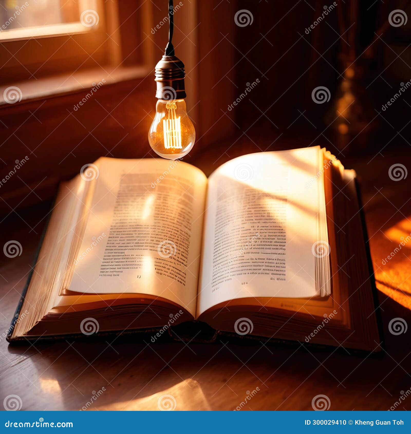 Bright Glowing Lightbulb on Open Book, Showing Enlightenment and ...