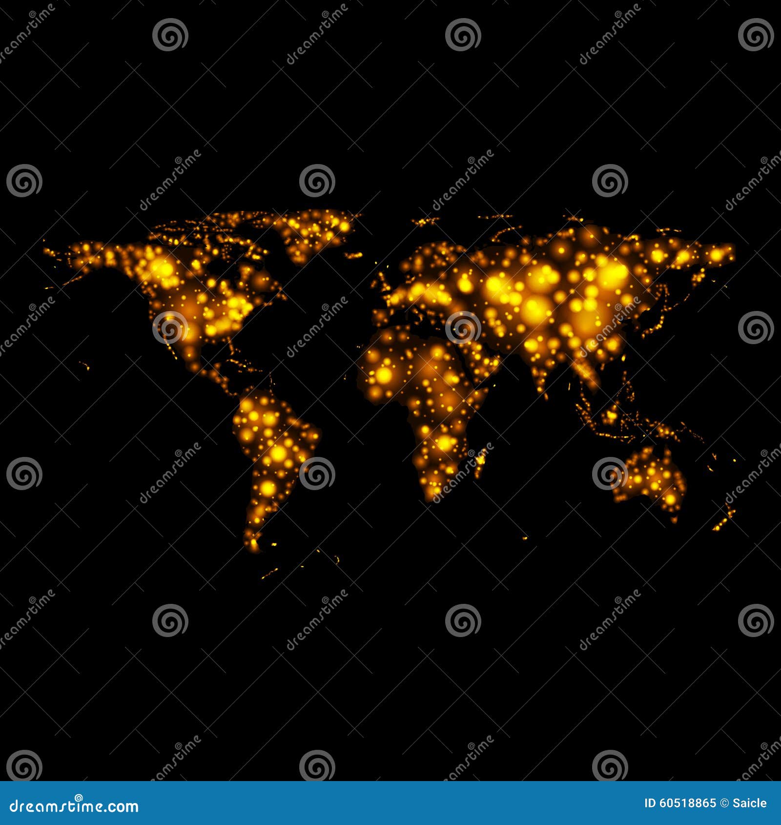 Bright Glowing Map on Night Stock Illustration - Illustration of ...