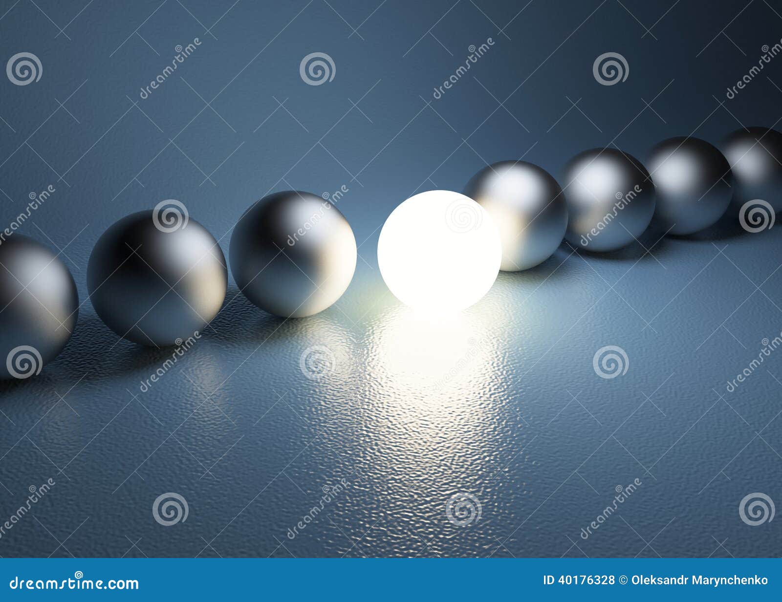 Bright Glowing Sphere in a Row. Leadership Concept Stock Illustration ...