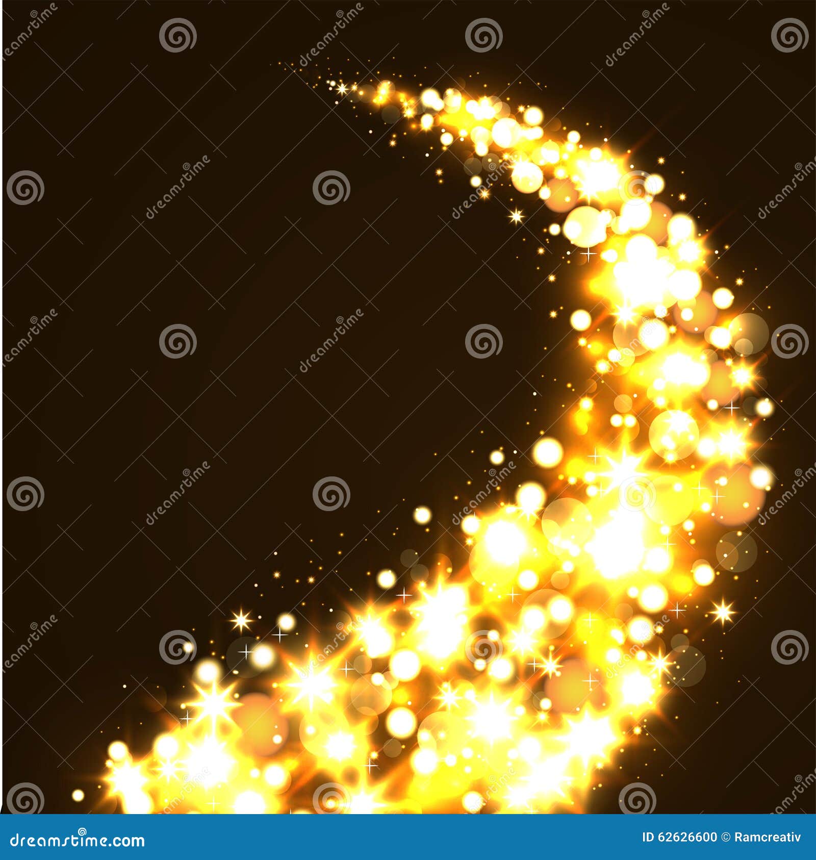 Bright Golden Background with Sparkling Falling Stars. Stock Vector ...