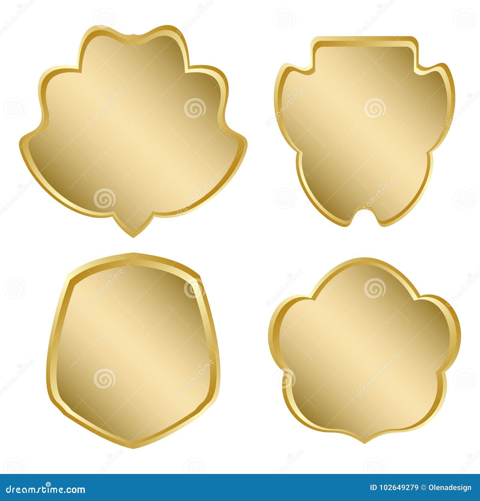 Bright Golden Frames with Gradient - Vector Shields Stock Vector ...