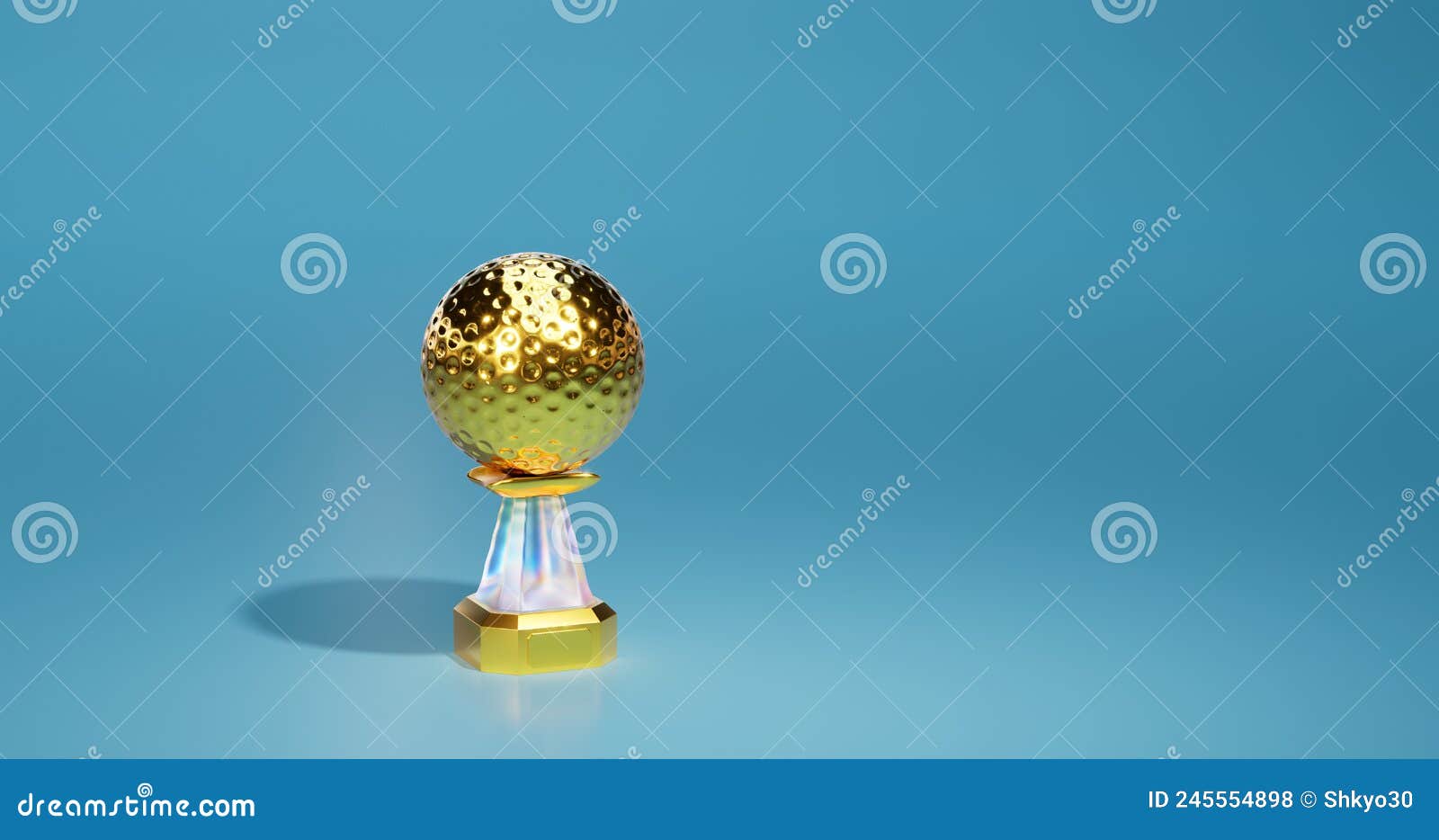 Bright Golf Ball Gold Trophy with a Soft Light Background Stock ...