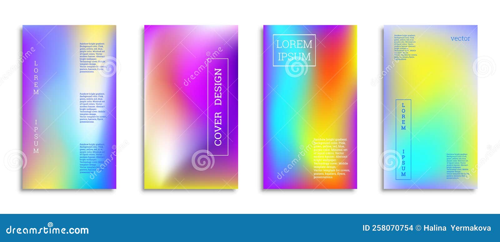 Bright Gradient Background for the Cover. Set of 4 Covers. Creative ...