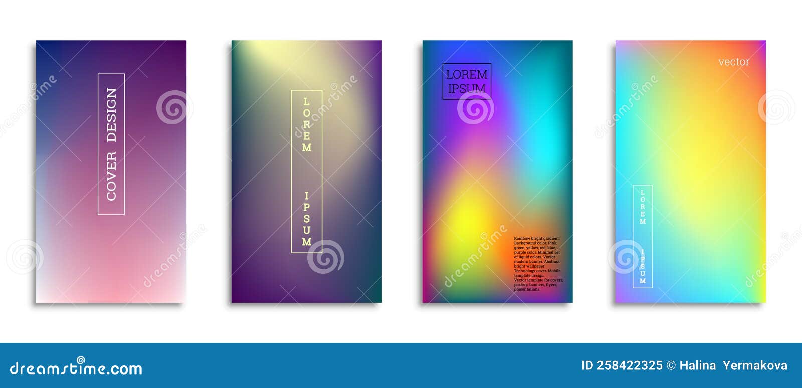 Bright Gradient Background for the Cover. Set of 4 Covers. Creative ...