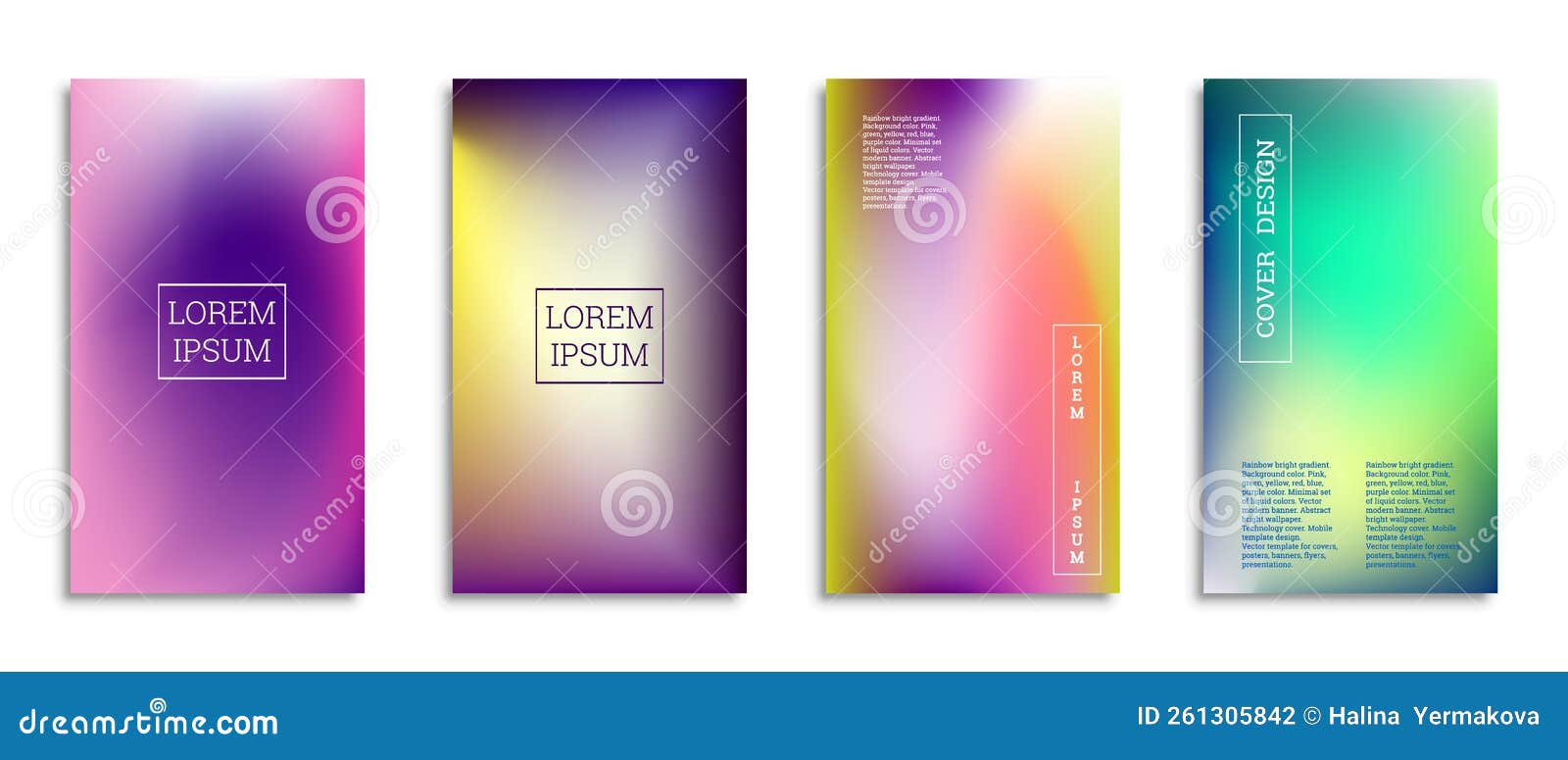 Bright Gradient Background for the Cover. Set of 4 Covers. Creative ...