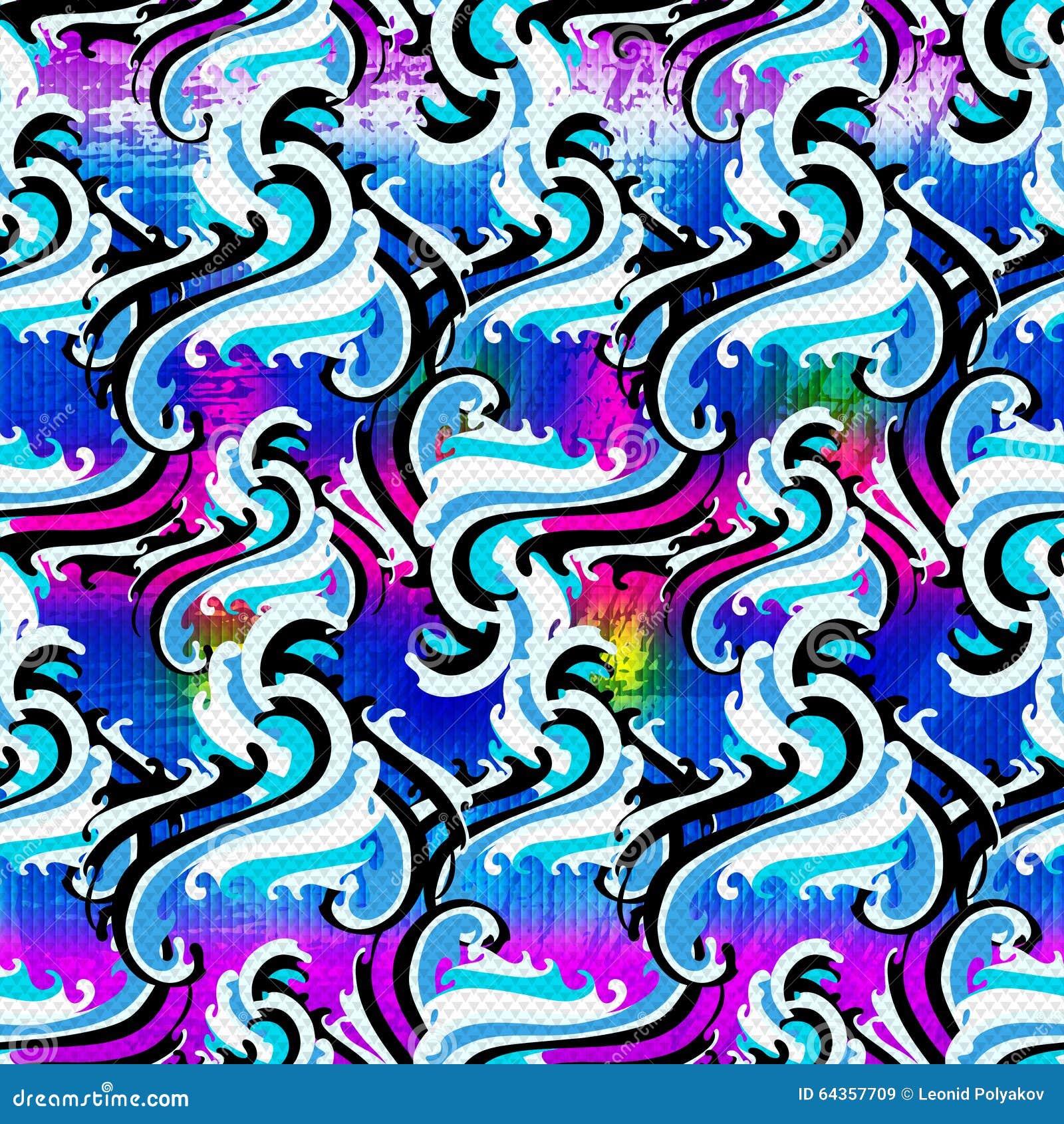 Bright Graffiti Geometric Seamless Pattern Grunge Effect Stock Vector ...