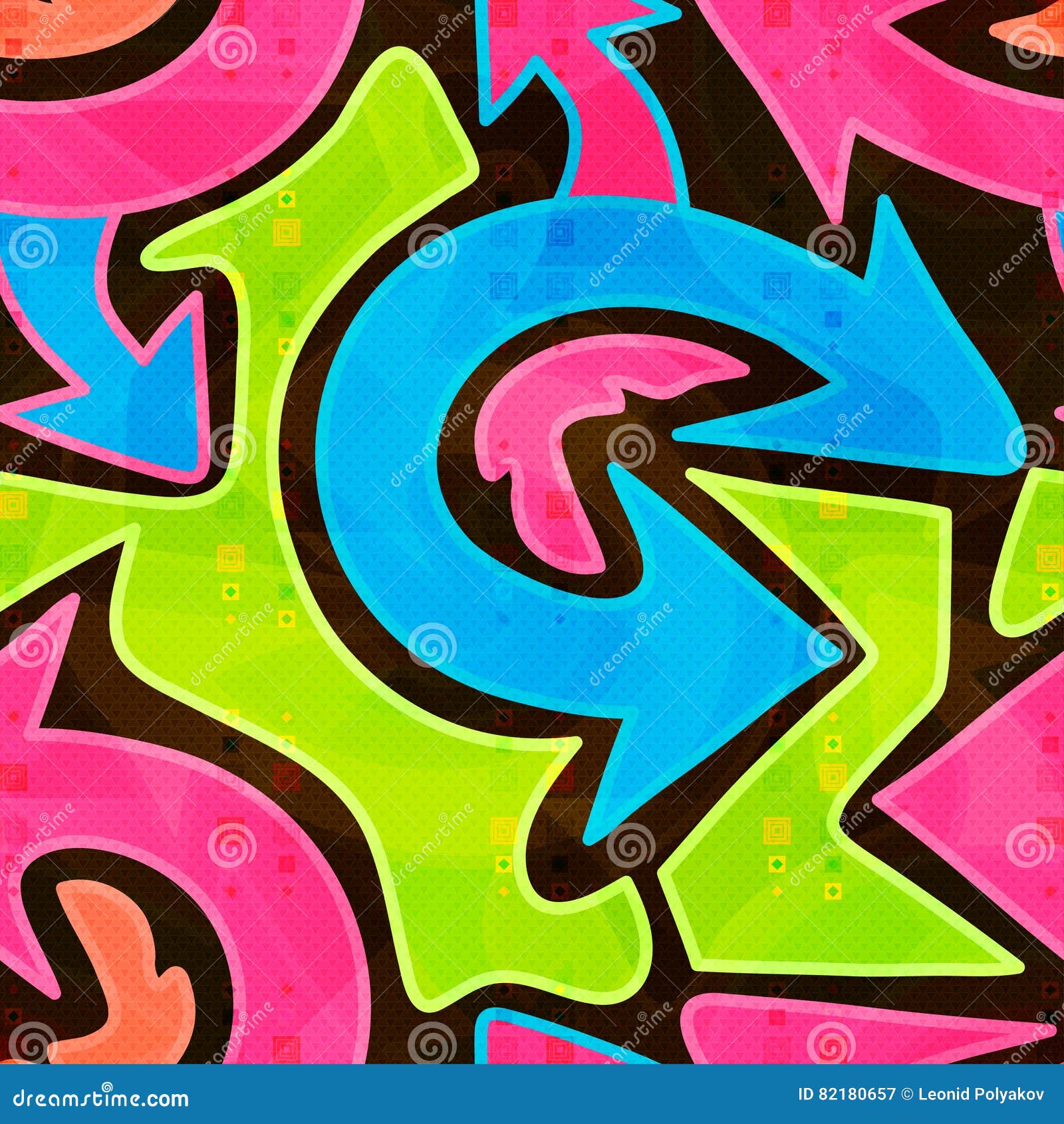 Bright Graffiti Geometric Seamless Pattern Grunge Effect Stock Vector ...