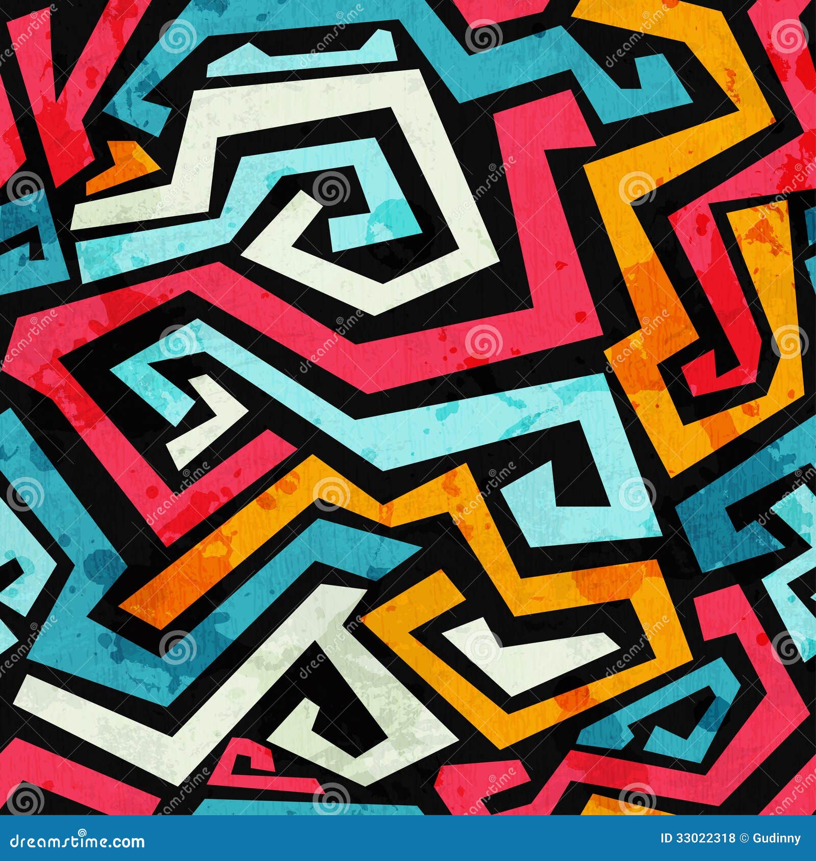 Bright Graffiti Seamless Pattern with Grunge Effect Stock Vector ...