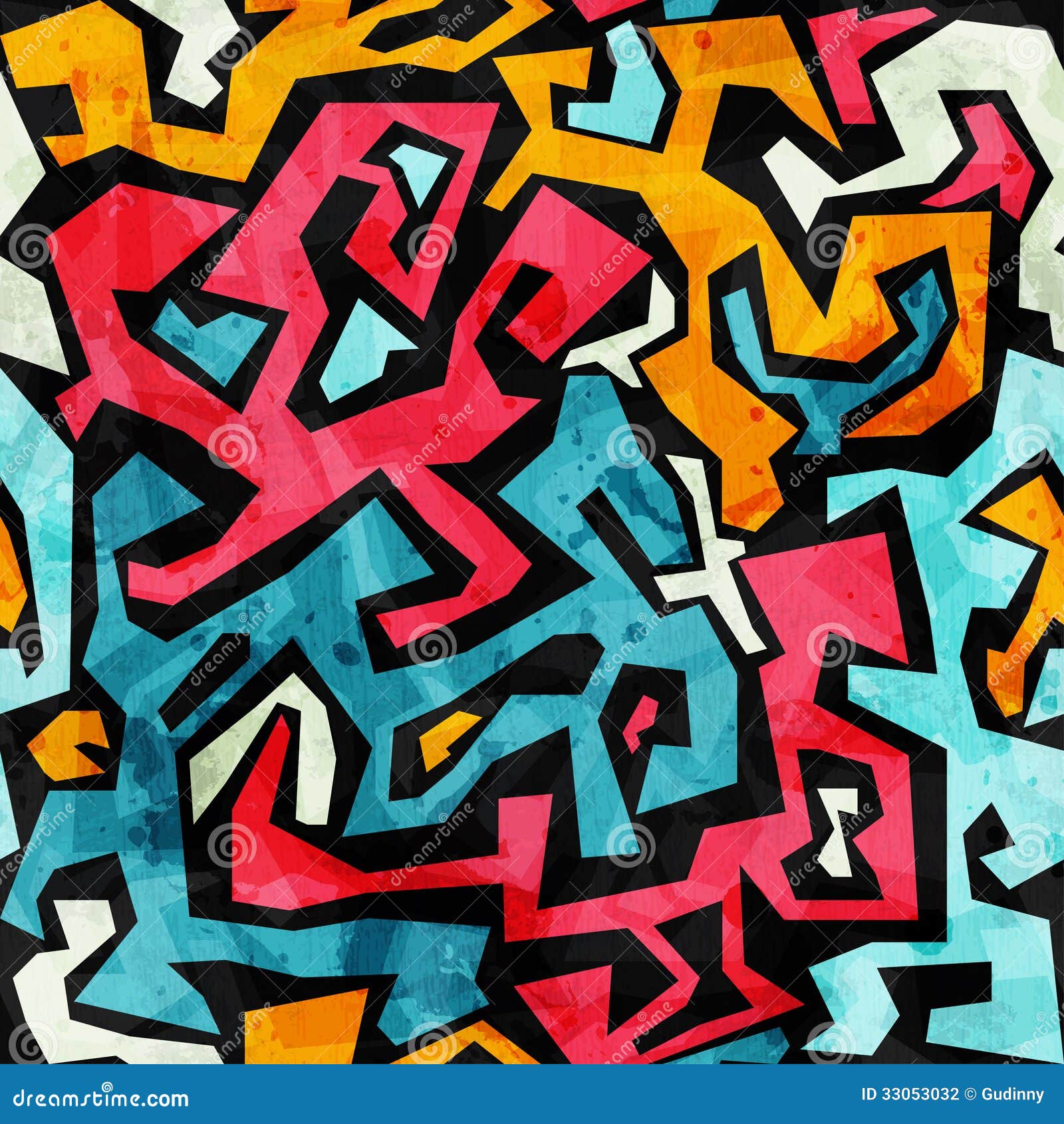 Bright Graffiti Seamless Pattern with Grunge Effect Stock Vector ...