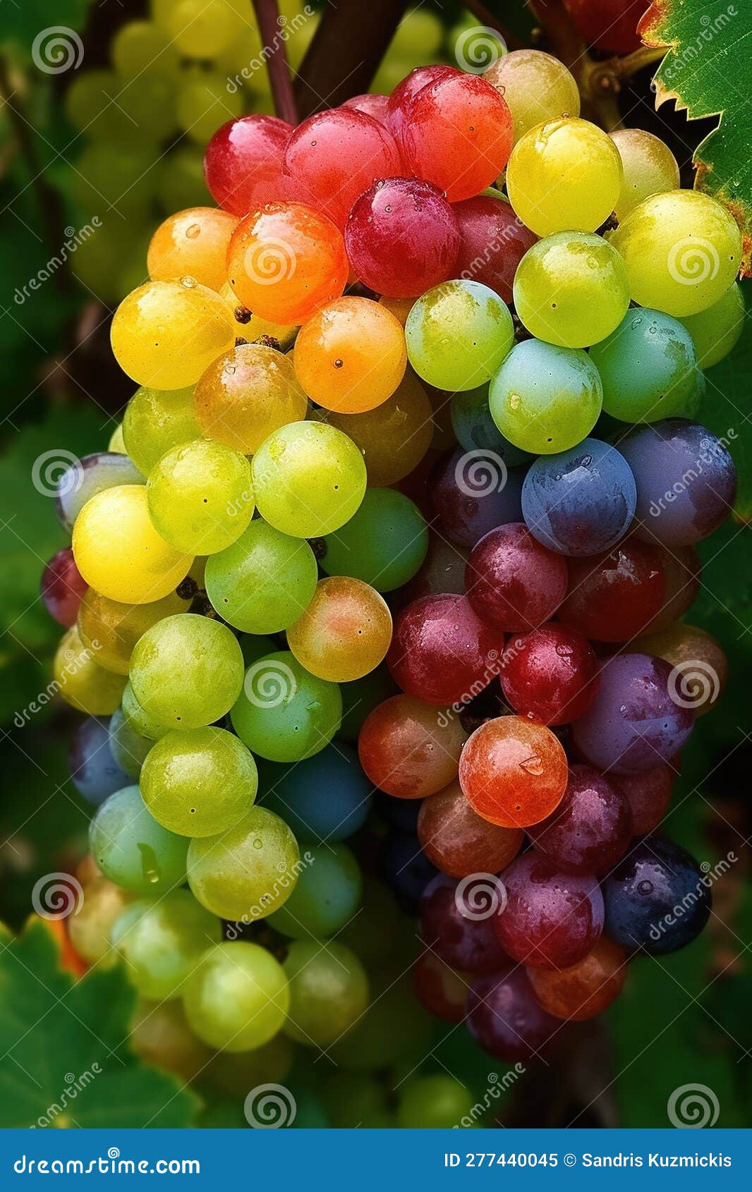 Bright Grapes of Rainbow Colors. Generative AI Stock Illustration ...
