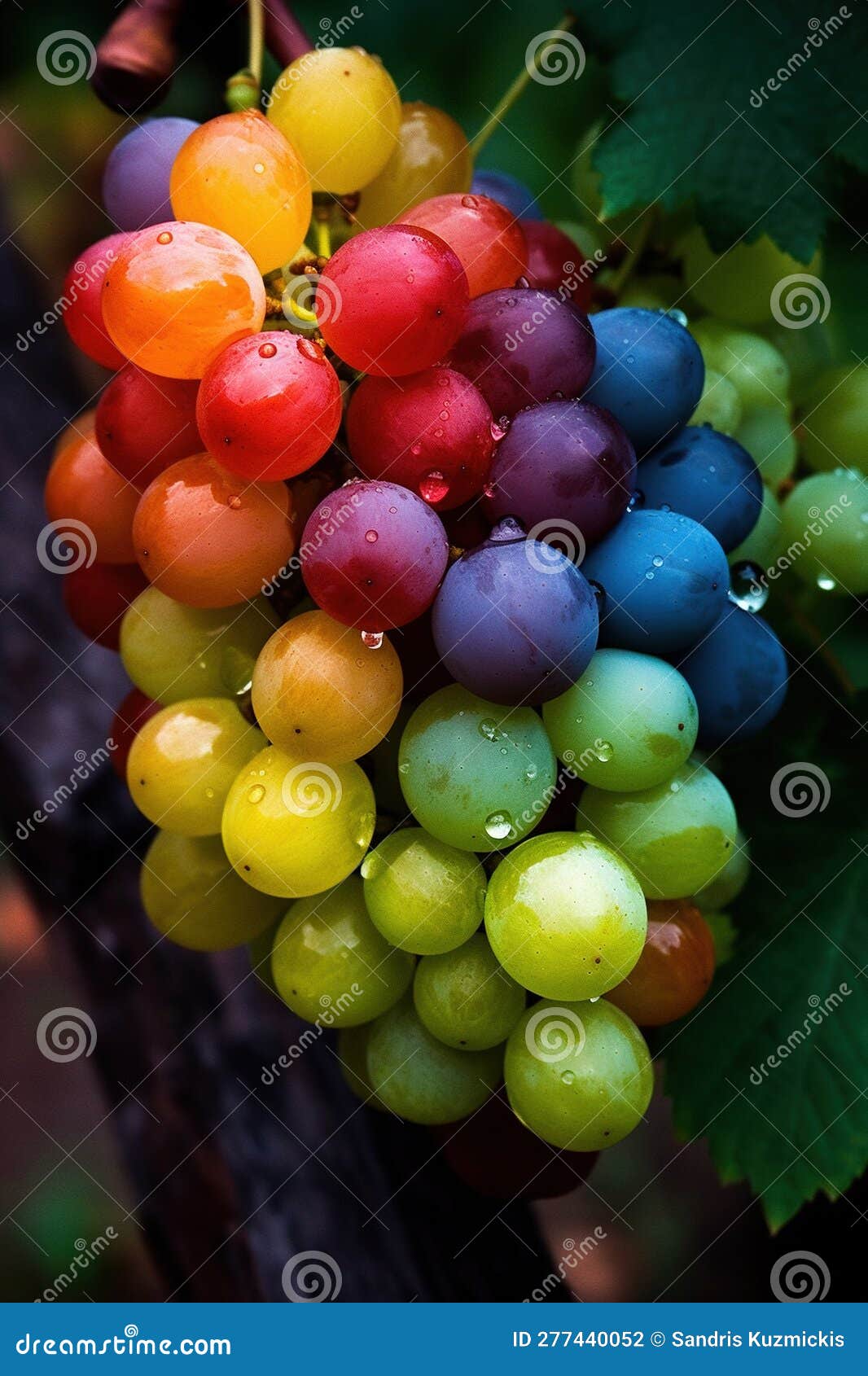 Bright Grapes of Rainbow Colors. Generative AI Stock Illustration ...