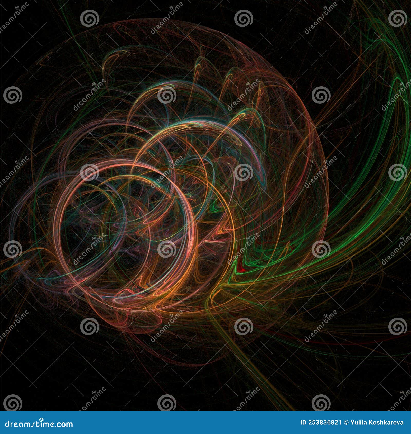 Bright Graphic Color Space Illustration, Star System, Rendering Stock ...