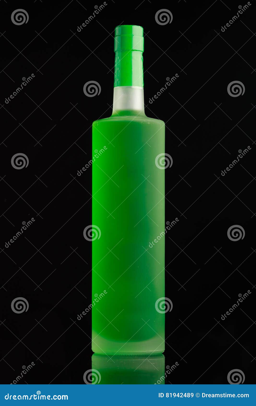Bright Green Alcohol Bottle Stock Image - Image of drink, dark: 81942489